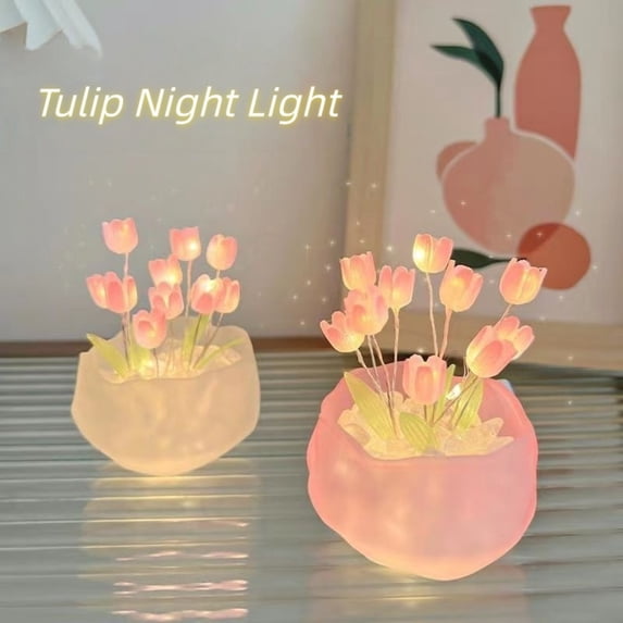 AZXY Pumpkin Tulip Night Light, DIY LED Flower Lamp, Romantic ...