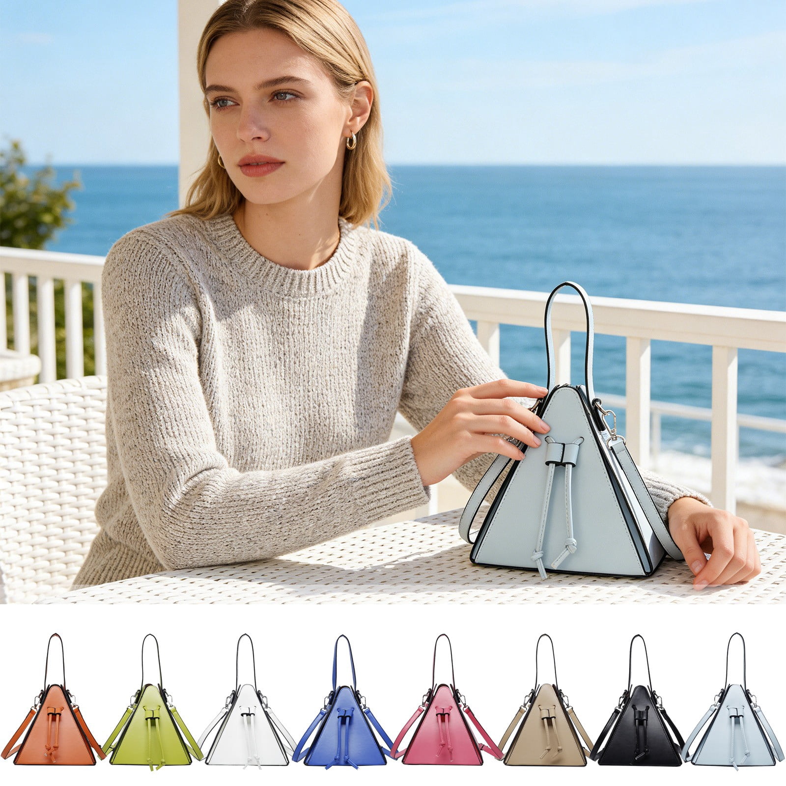 AZXY Pure Minimalist Triangle Crossbody Bag, Solid Color Sculptural ...