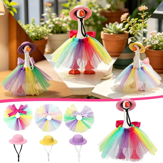 AZXY Purple Rainbow Tutu Mini Porch Goose Outfit Set, Desk Goose Cloth ...