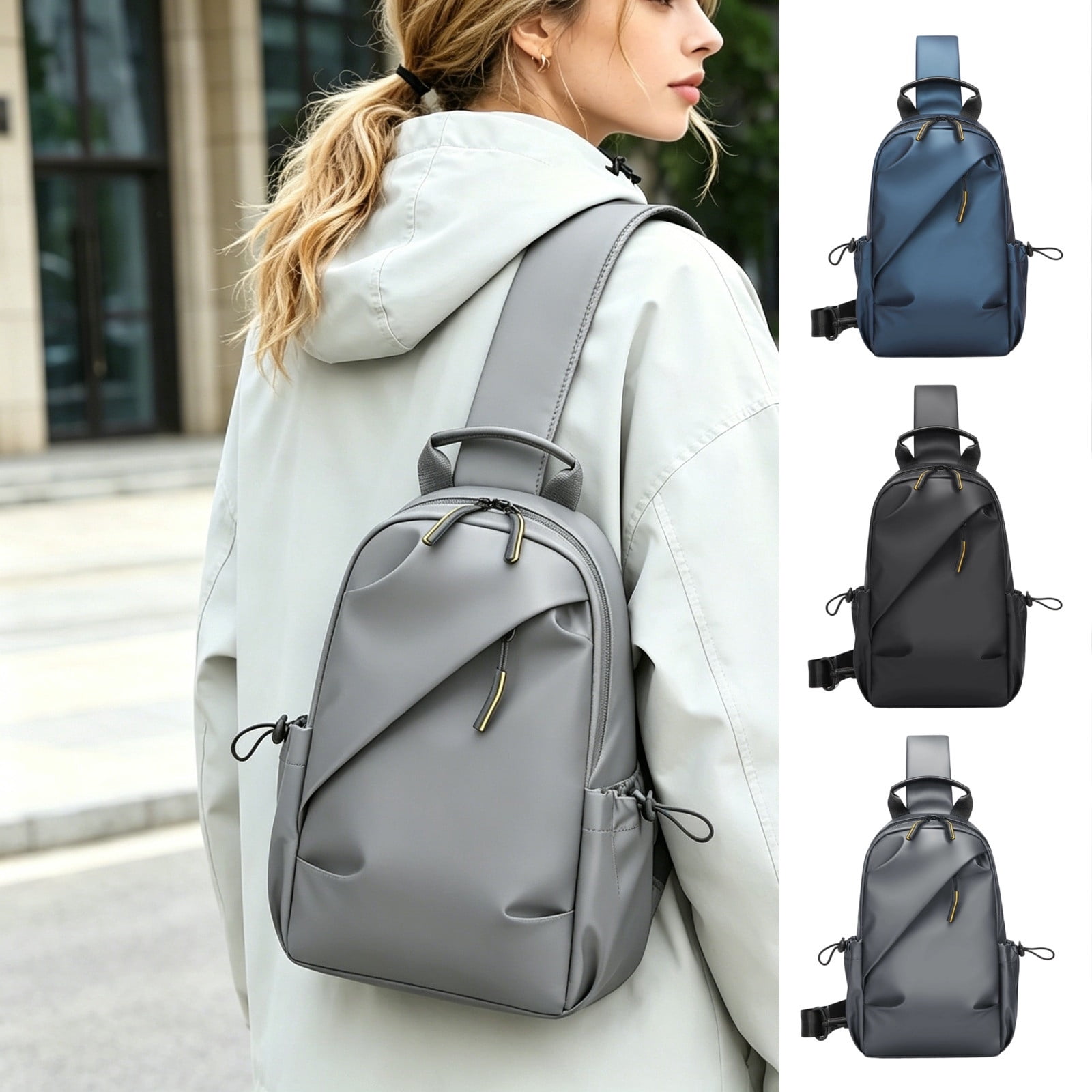 AZXY Retro Tone Sling Crossbody Bag, Matte Simple Chest Pack With Clean ...
