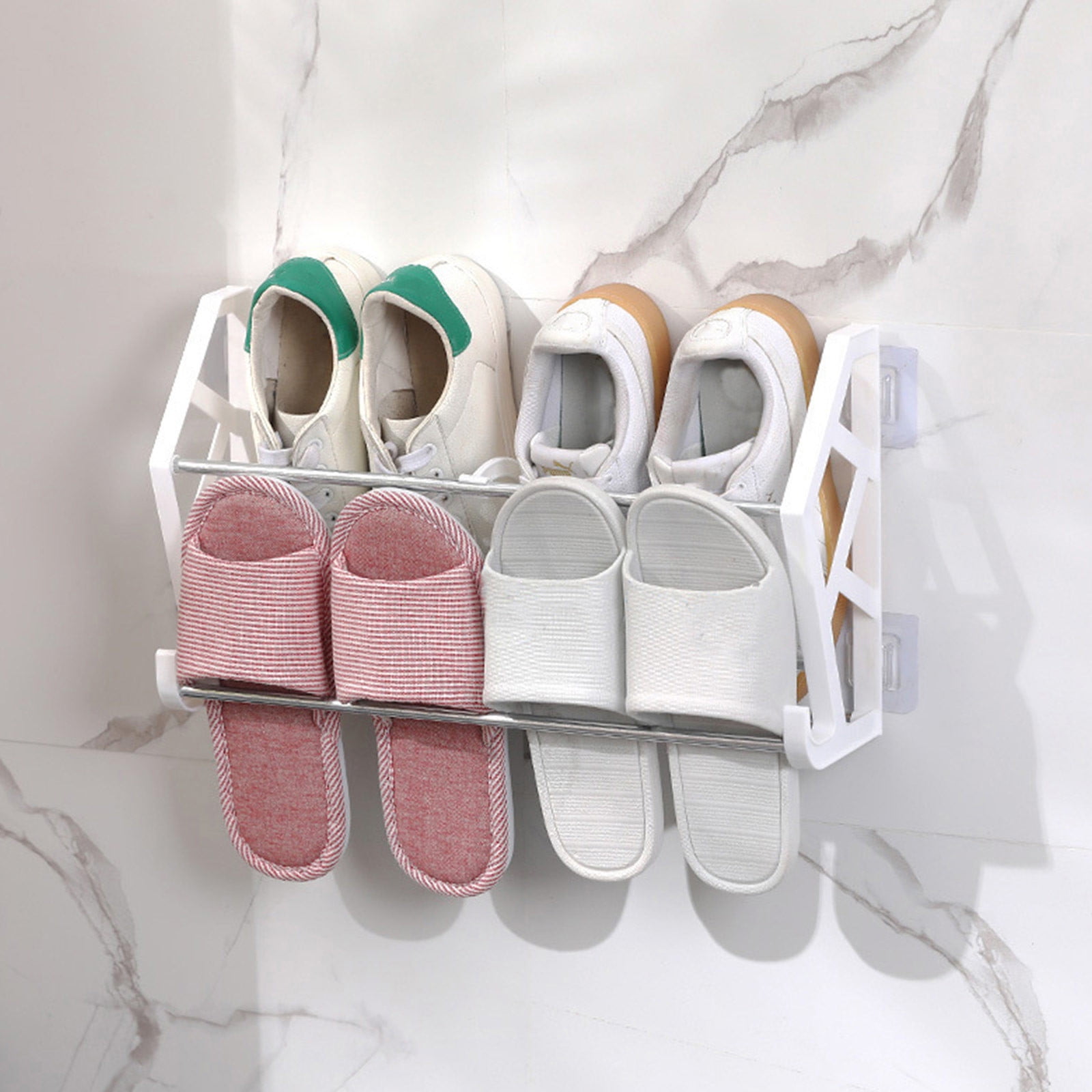 AZXY Shoe Rack,Shoe Rack Organizer,2 Tire Plastic Bathroom Slipper Rack ...