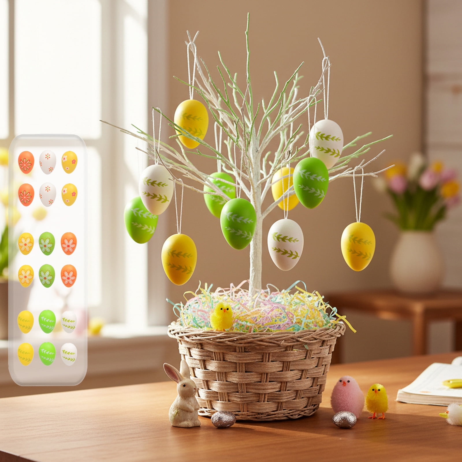 AZXY Small Easter Ornaments, 6 Pcs 2.36in Multicolored Geometric Floral ...