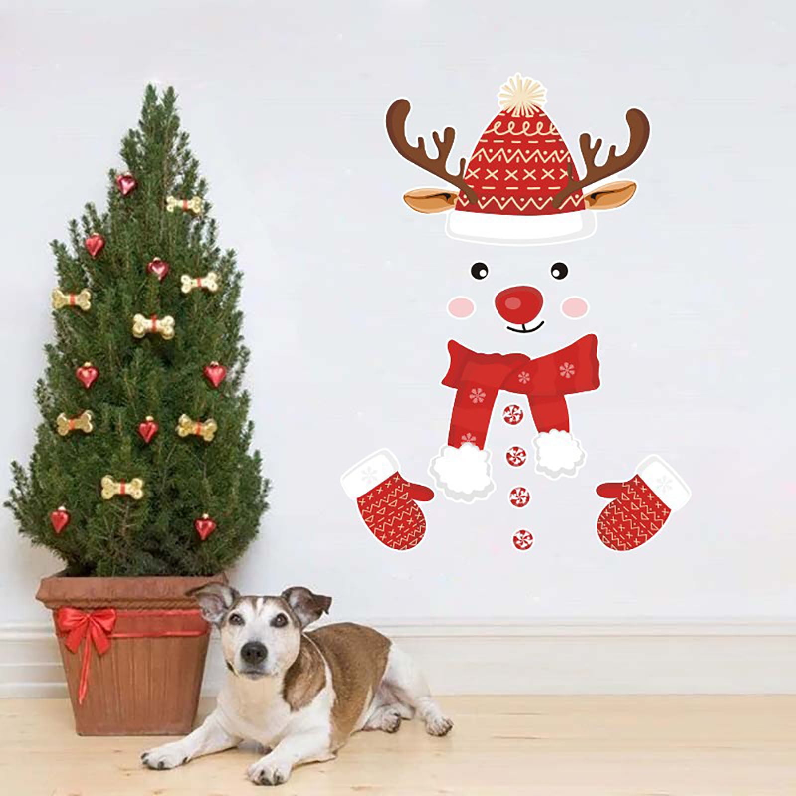 AZXY Snowman Christmas Wall Decals Indoor Elk Deer Removable Christmas ...