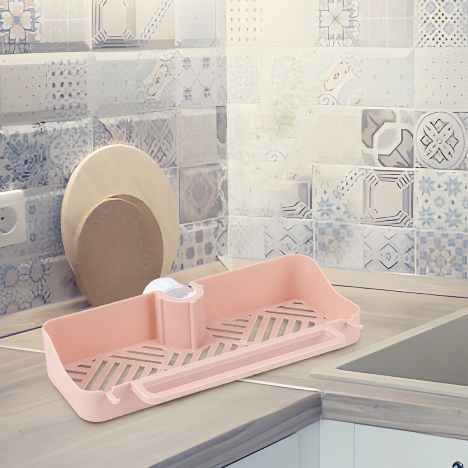 AZXY Sponge Holder for Kitchen Bathroom Sink Over Faucet, Plastic Sink ...