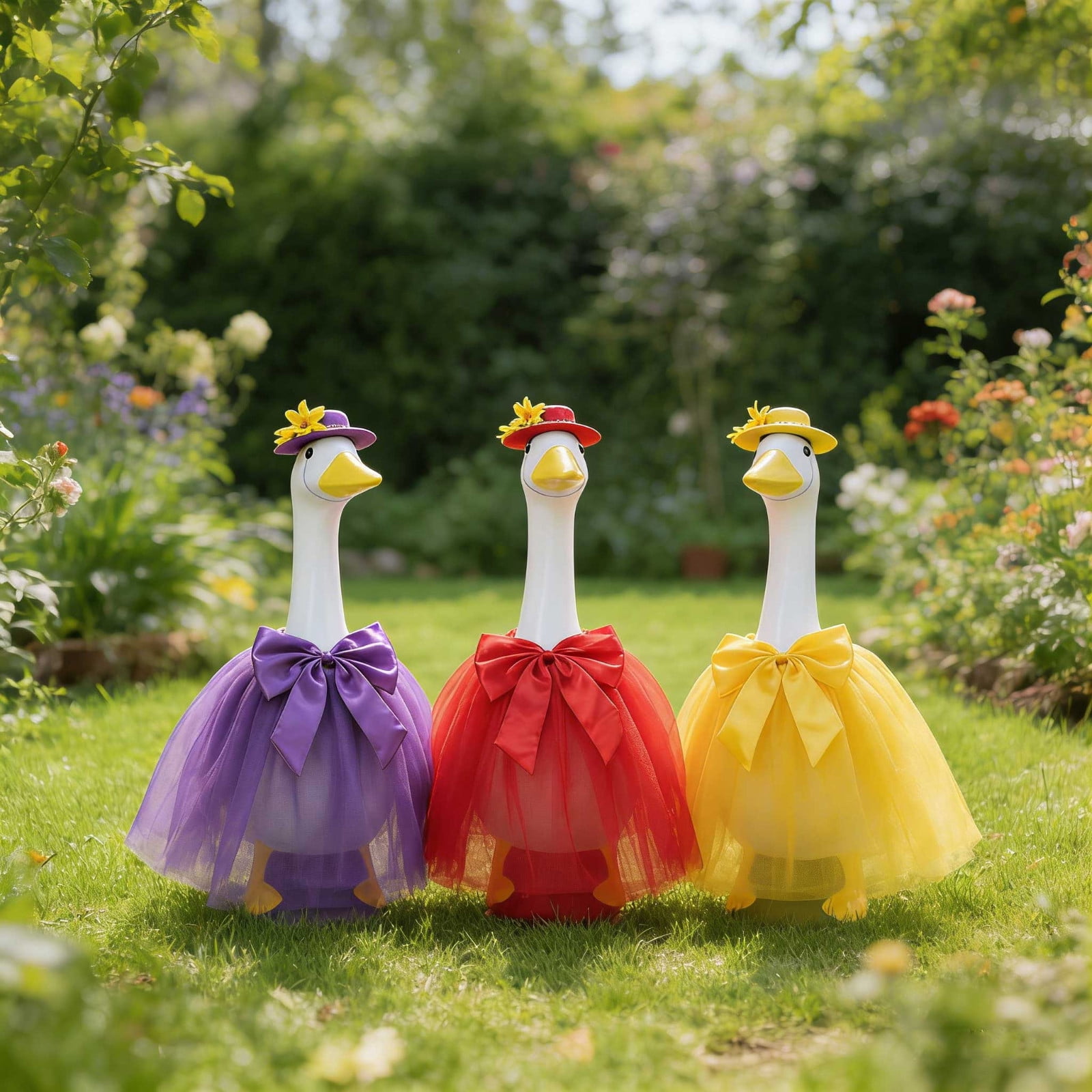 AZXY Spring Garden Goose Outfit, UV Resistant Purple Tutu with Bow ...