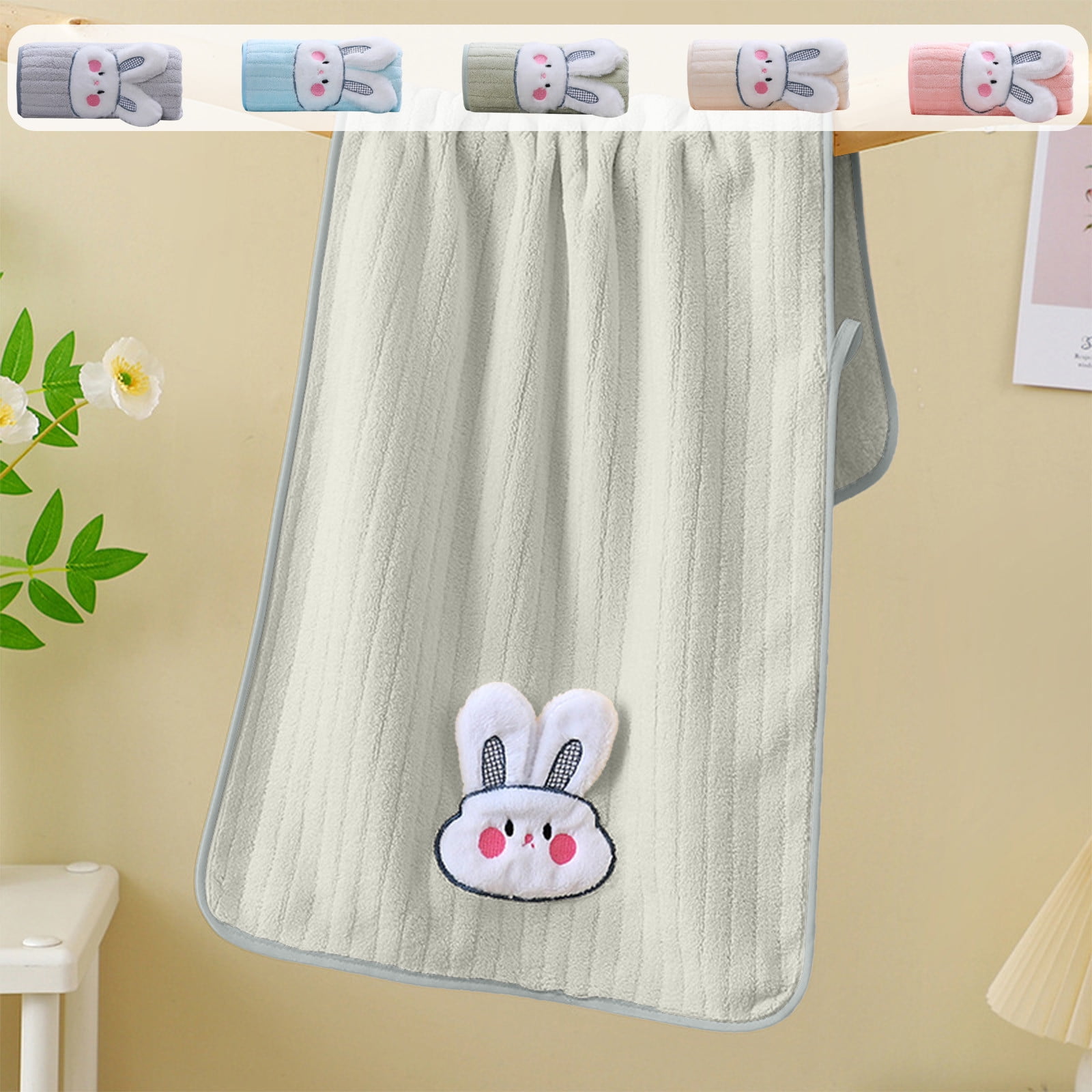 AZXY Super Soft Hand Towel, 29.53x13.78 Inch Rabbit Pattern Coral ...