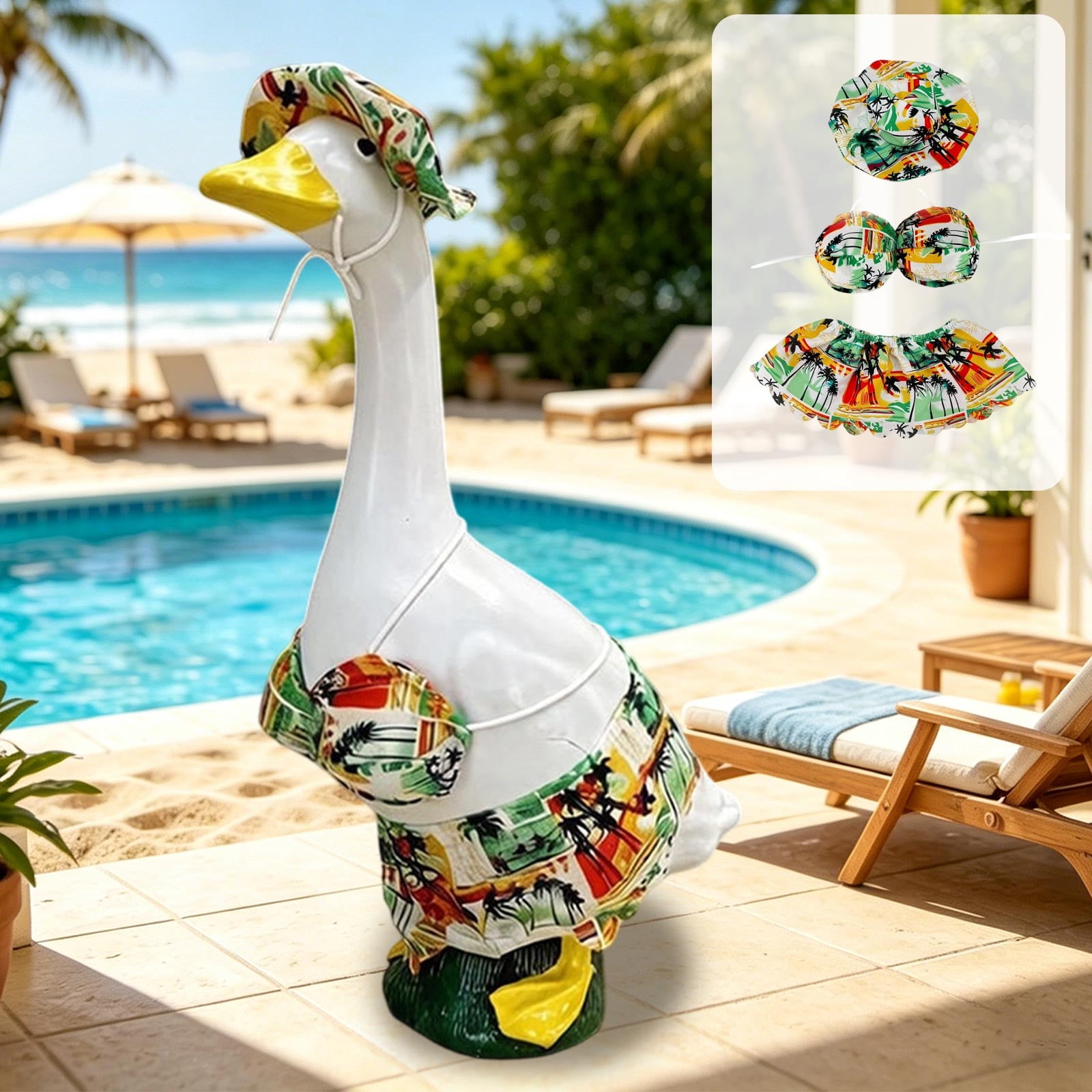 AZXY Tropical Print Bikini Goose Outfit, UV Resistant Beach Set with ...