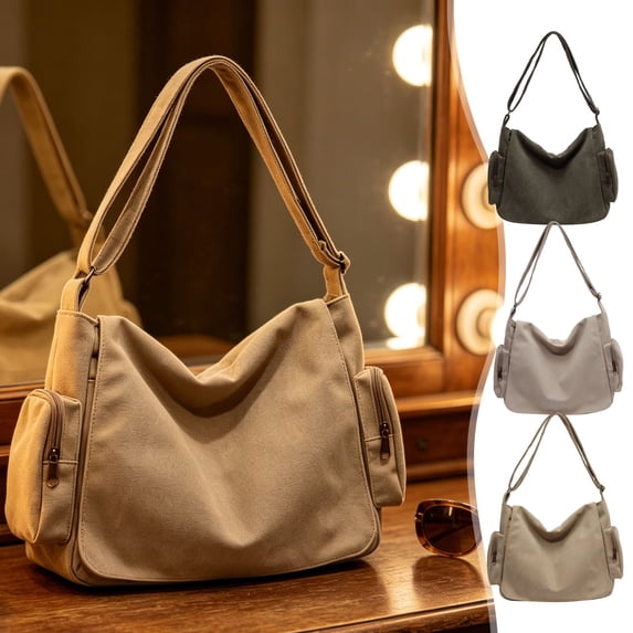 AZXY Vintage Canvas Messenger Crossbody Bag, White Large Capacity ...