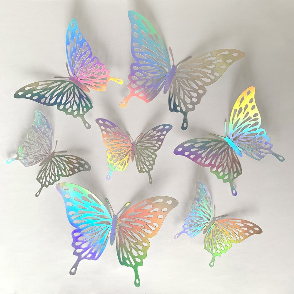 AZZAKVG 12 Pcs 3D Multicolor Butterflies Wall Sticker Decal Mural Home ...