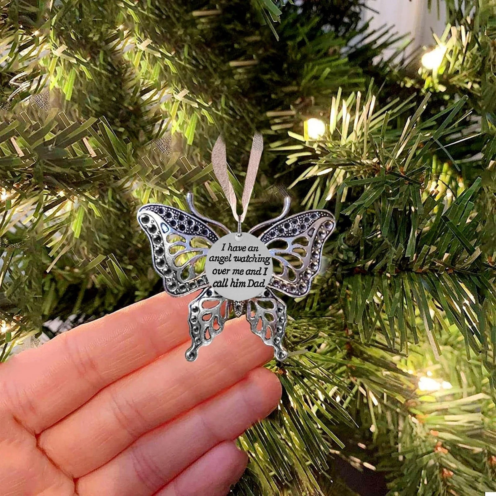 AZZAKVG Christmas Decorations White Tree Butterfly Pendants Trees ...