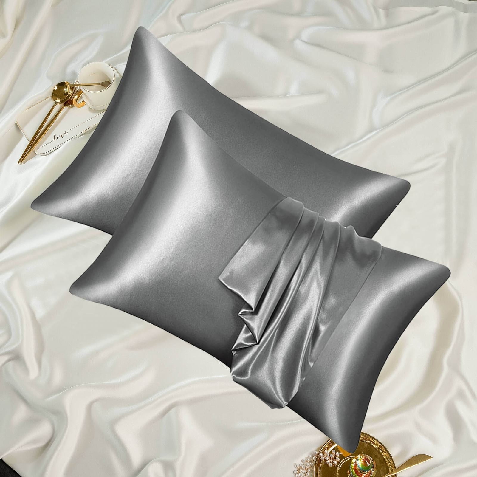 AZZAKVG Fall Pillow Covers Flourish Satin Pillowcase Set Silky Cases ...