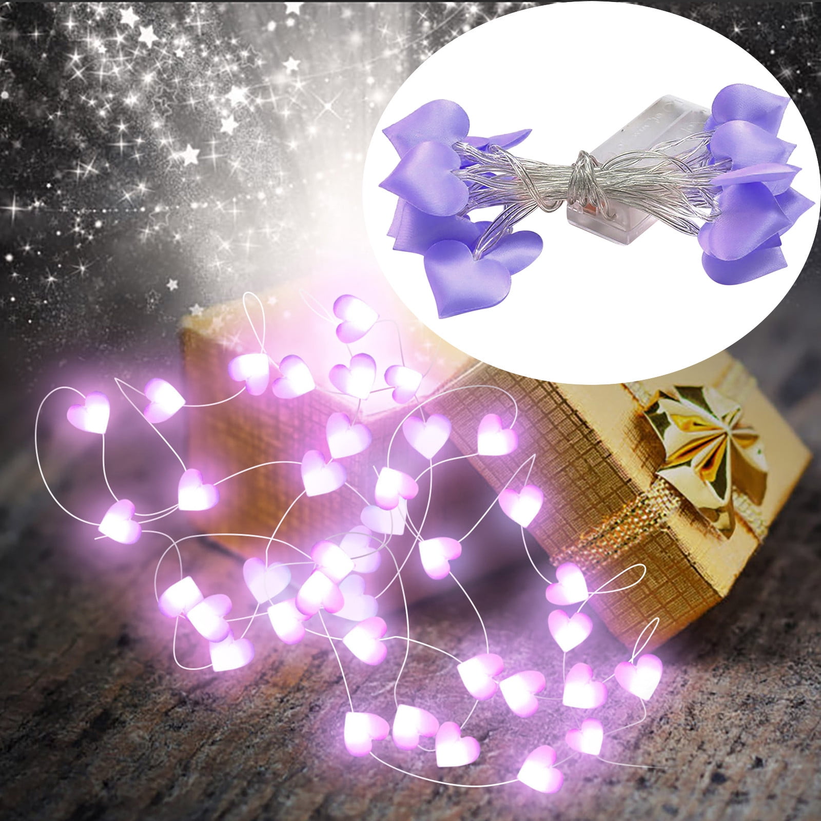 AZZAKVG Valentine's Day Outdoor Lights Purple Night Light 3 M 20 Led ...