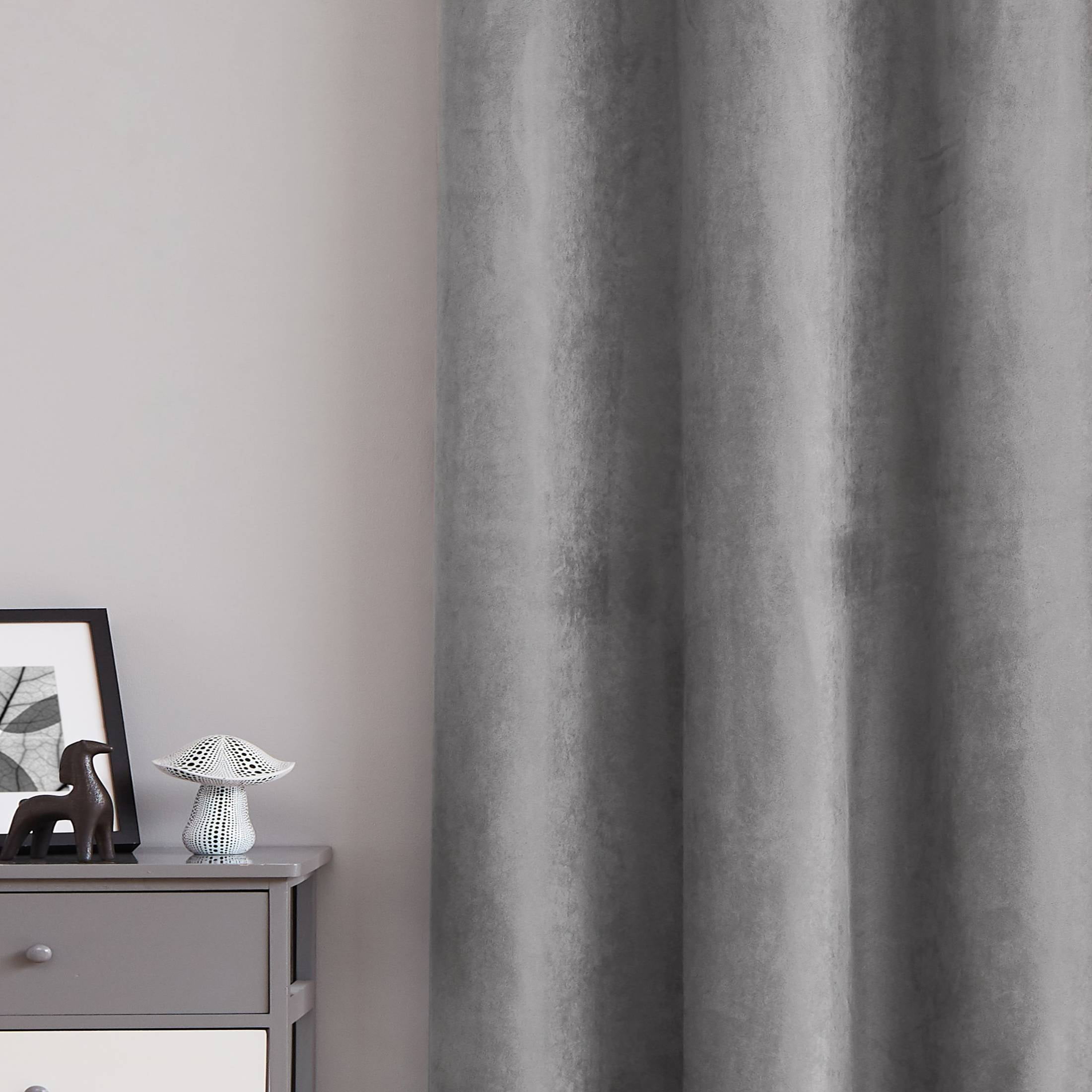 AZZCIA Long Suede Window Curtain with Grommets Darkening Curtain Drapes ...