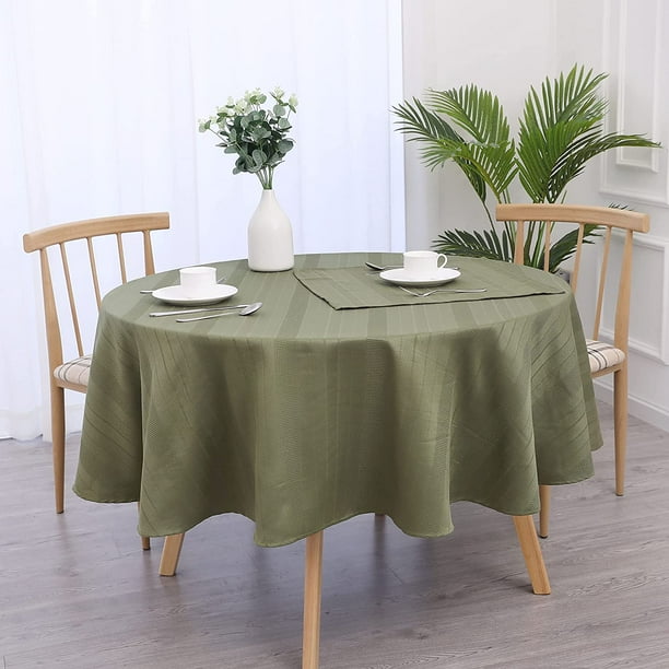 AZZCIA Round Waffle Stripe Tablecloth Stain and Water Resistant for ...