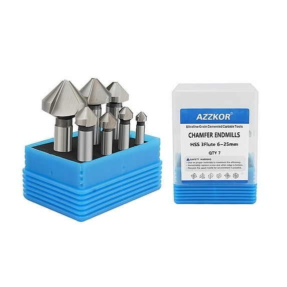 AZZKOR Milling Cutter Chamfer Endmills Tool CNC Maching 3 Teeth 90 ...