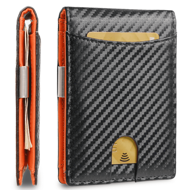 AZZS Wallet for Men Slim, Genuine Leather Mens Wallet RFID Blocking ...