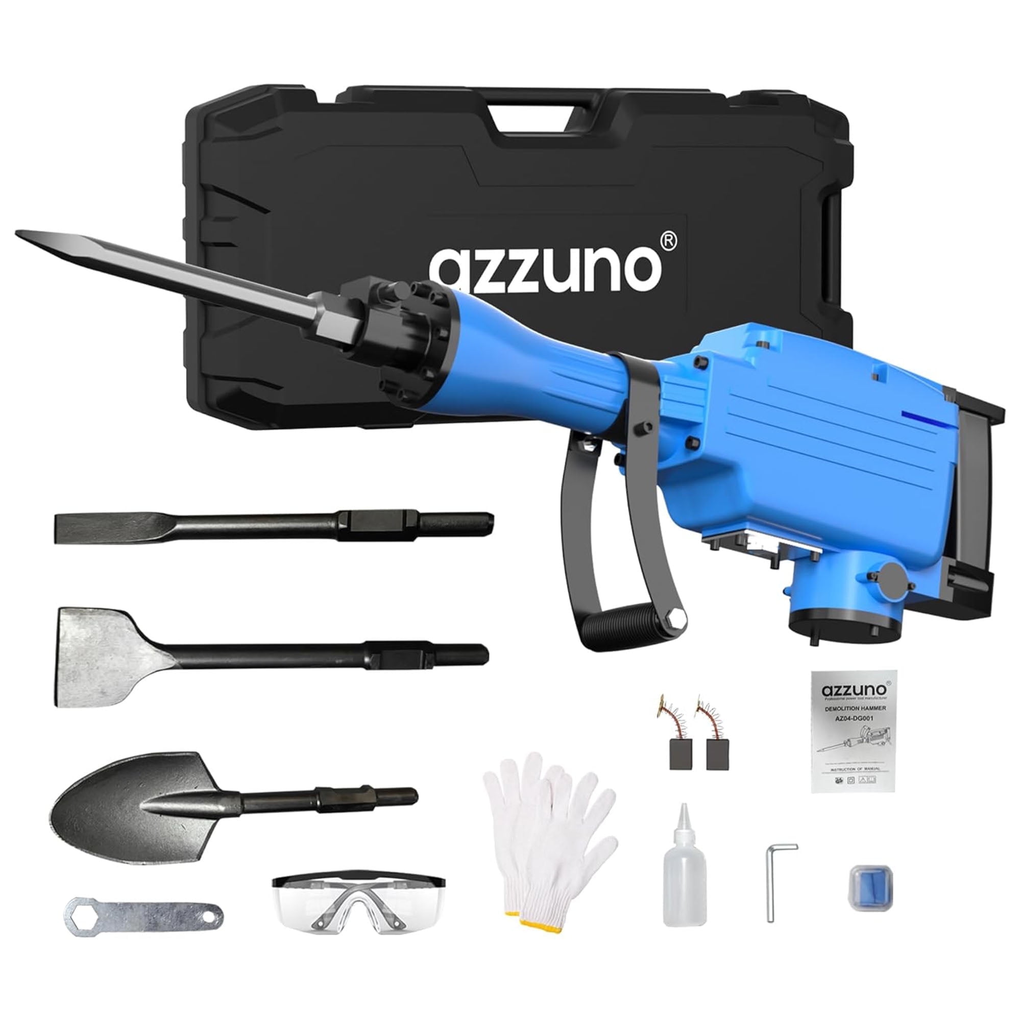 AZZUNO 2200W Demolition Jack Hammer Heavy Duty, Corded Electric ...