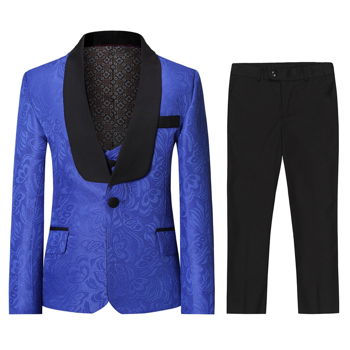 AZoiNM Boys Shawl Collar 3-Piece Suit Set One Button Blazer Vest Pants ...