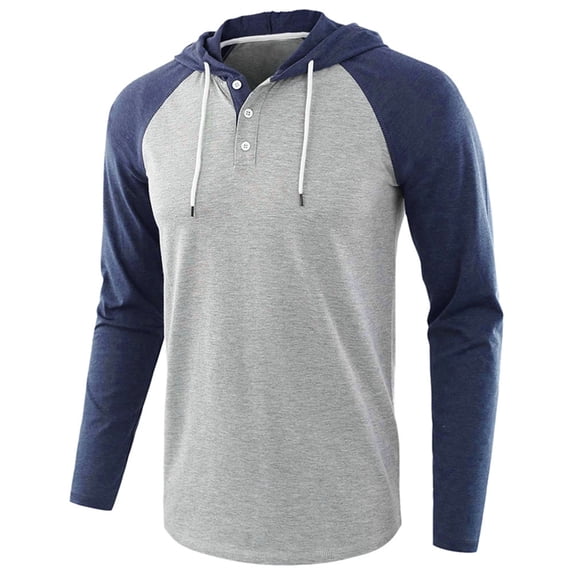 AZoiNM Men's Henley Hoodie Long Sleeve Raglan Color Block Pullover ...