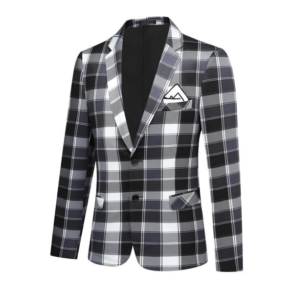 AZoiNM Men's Plaid Blazer Sport Coat, Black White Checkered Single ...