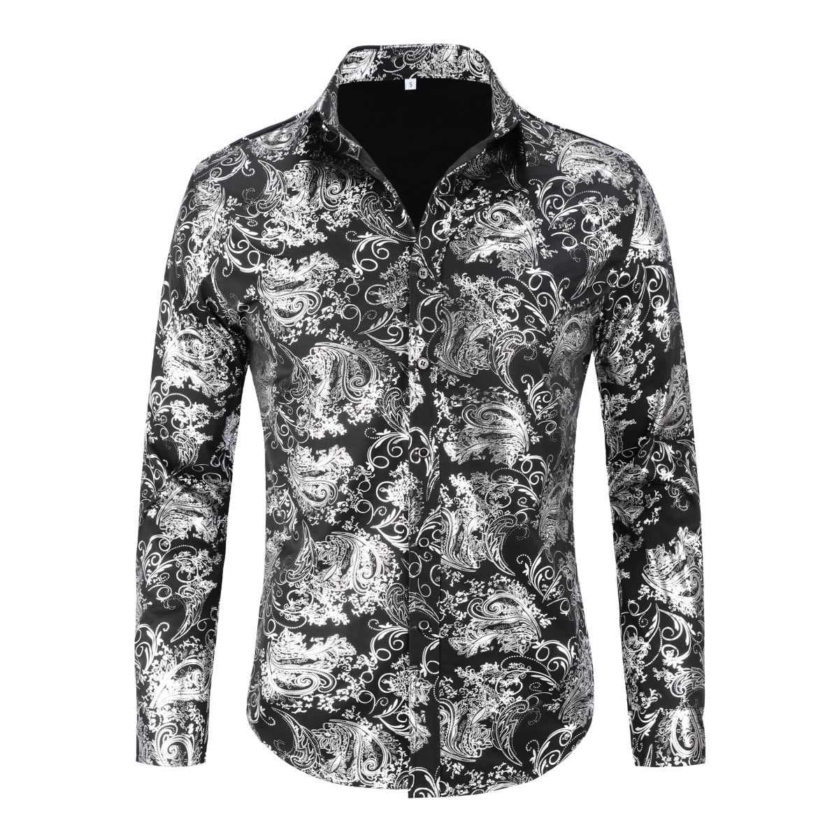 AZoiNM Men's Print Long Sleeve Shirt Stretch Polyester Regular Fit All ...