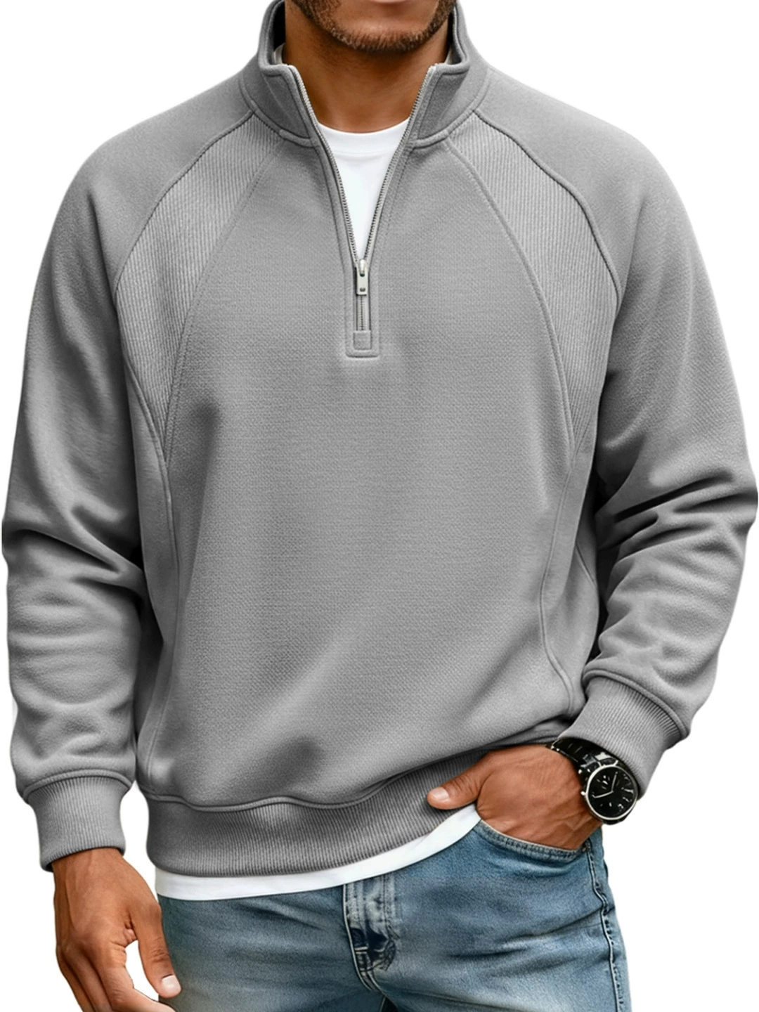 AZoiNM Men's Quarter Zip Pullover Sweatshirt, Casual Long Sleeve Mock ...