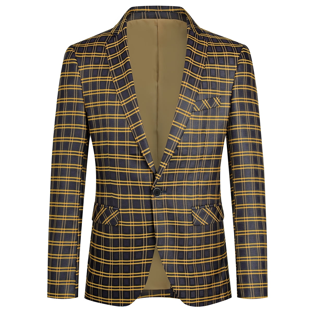 AZoiNM Men's Single Breasted Plaid Blazer Slim Fit Notch Lapel One ...