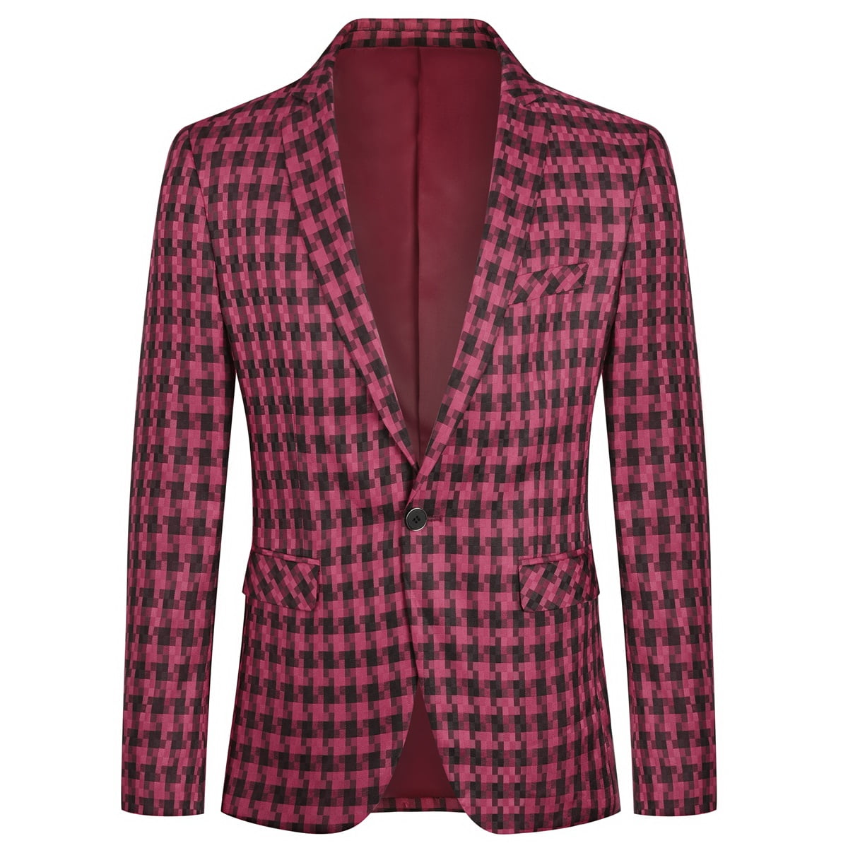 AZoiNM Men's Single Breasted Plaid Blazer Slim Fit Notch Lapel One ...