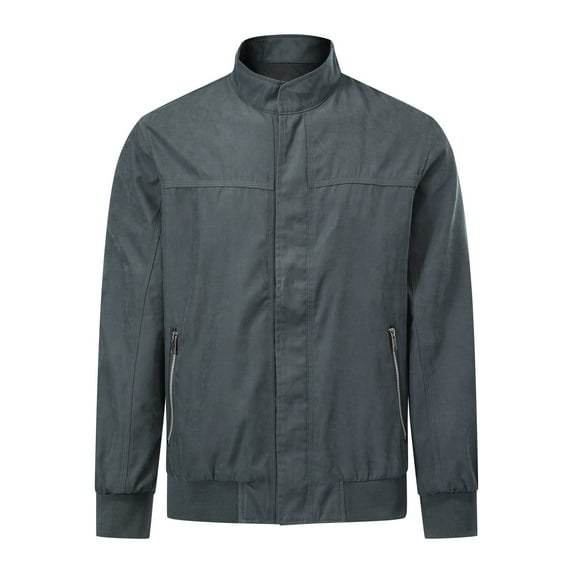 AZoiNM Men's Stand Collar Zip Jacket Loose Fit Lightweight Casual Long ...