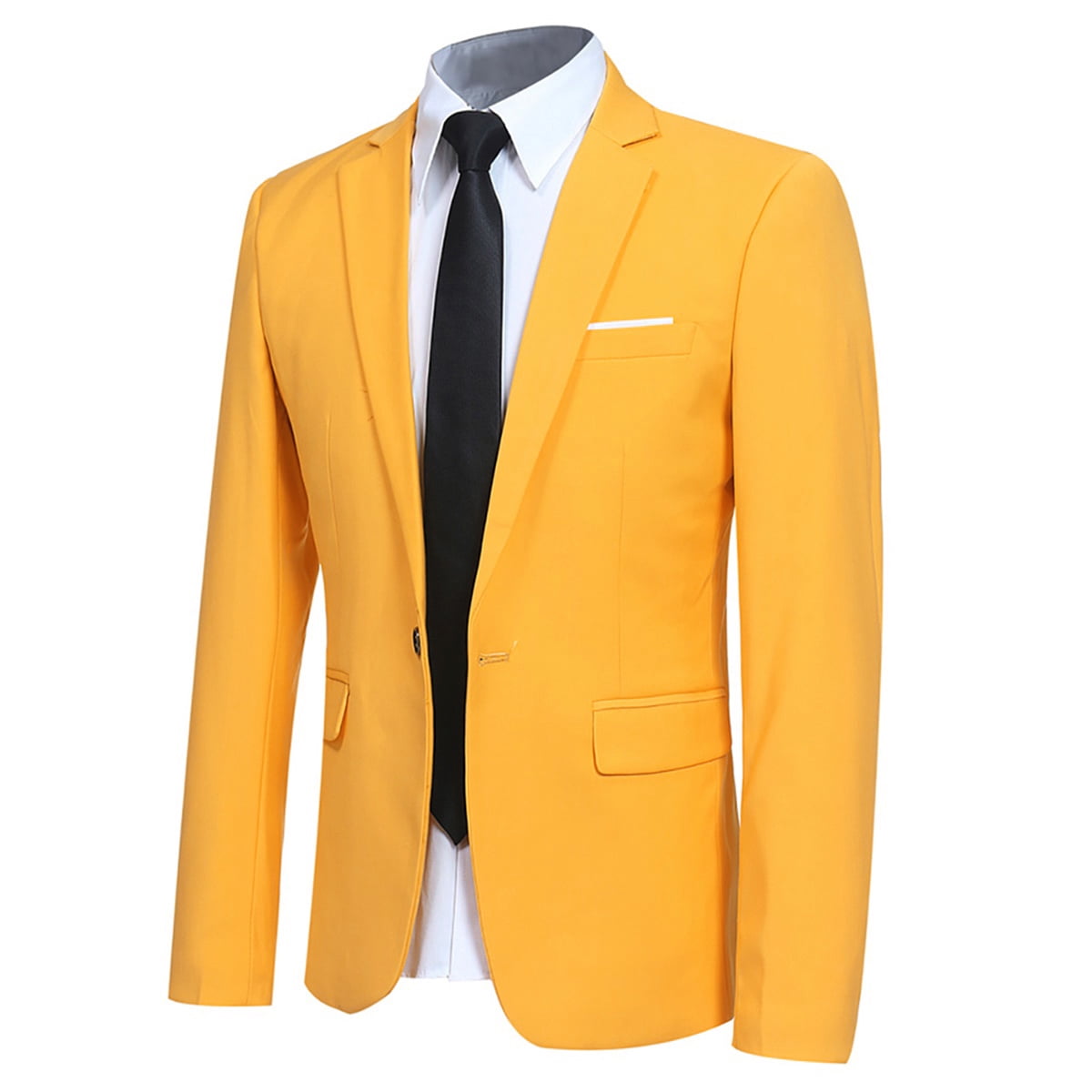 AZoiNM Men's Yellow Slim Fit Blazer, Single Breasted One Button Sport ...