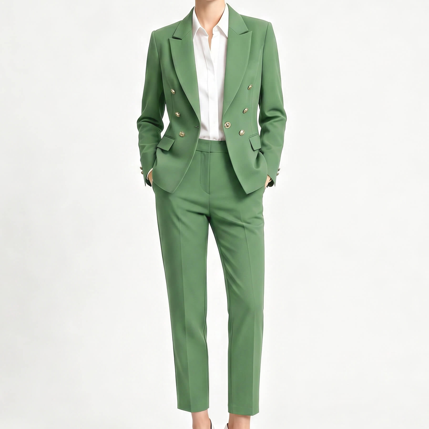 AZoiNM Women's 2-Piece Double Breasted Blazer Suit Set - Slim Fit ...