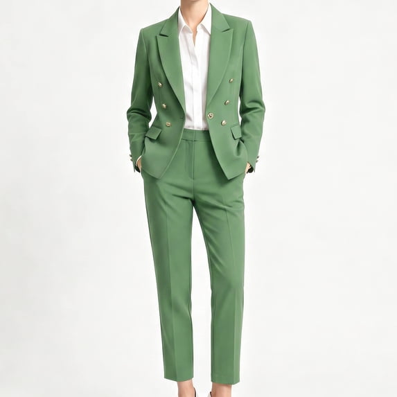 AZoiNM Women's 2-Piece Double Breasted Blazer Suit Set - Slim Fit ...
