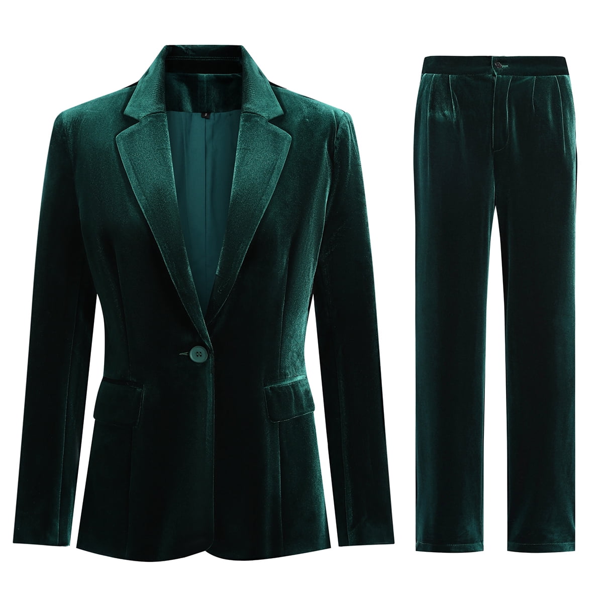 AZoiNM Women's Velvet 2 Piece Suit Set, Long Sleeve Notch Lapel Blazer ...