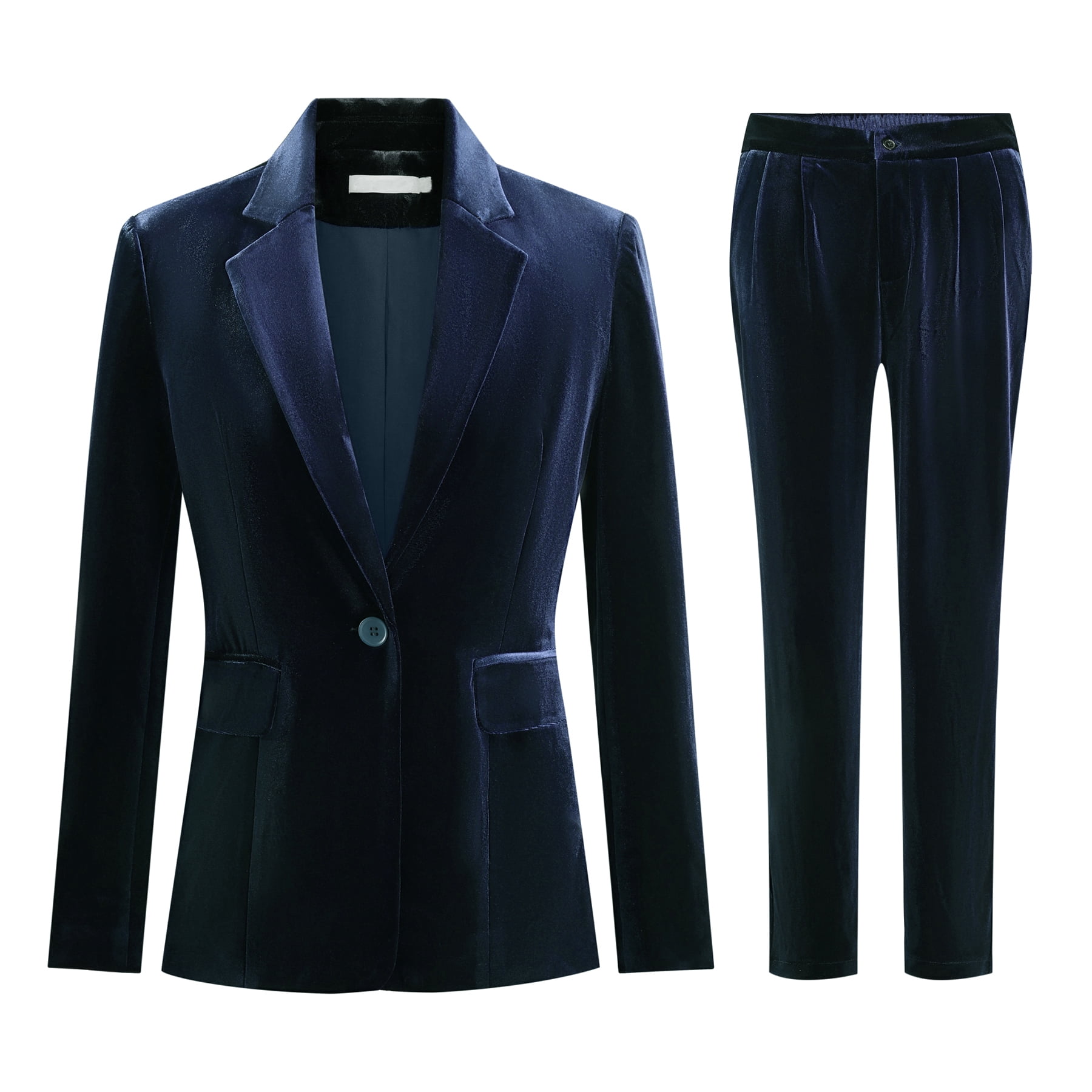 AZoiNM Women's Velvet 2 Piece Suit Set, Long Sleeve Notch Lapel Blazer ...