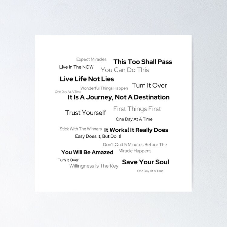 Aa Slogan Alcoholics Anonymous Slogans In Symbol Poster- Unframed ...