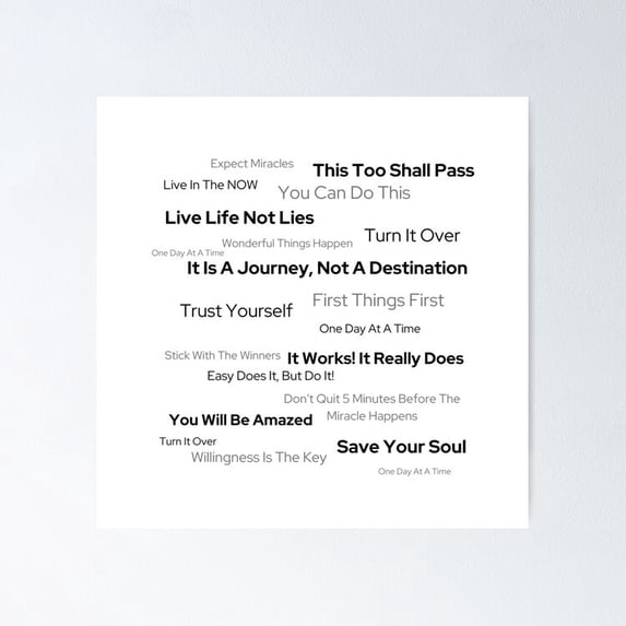 Aa Slogan Alcoholics Anonymous Slogans In Symbol Poster- Unframed ...