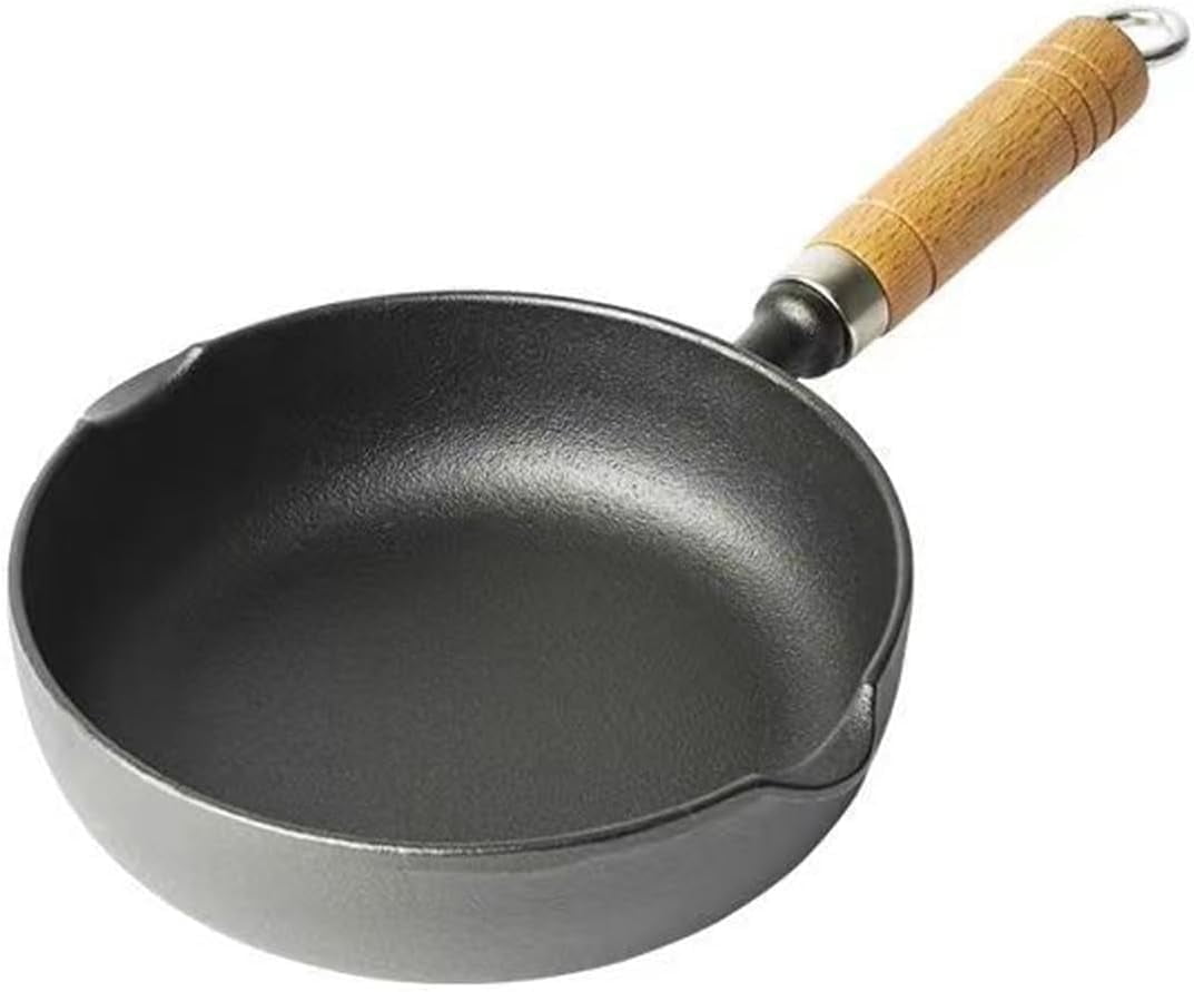 Aa2Zee 6" Pre-seasoned Premium Cast Iron Round Mini Pan with Wooden ...