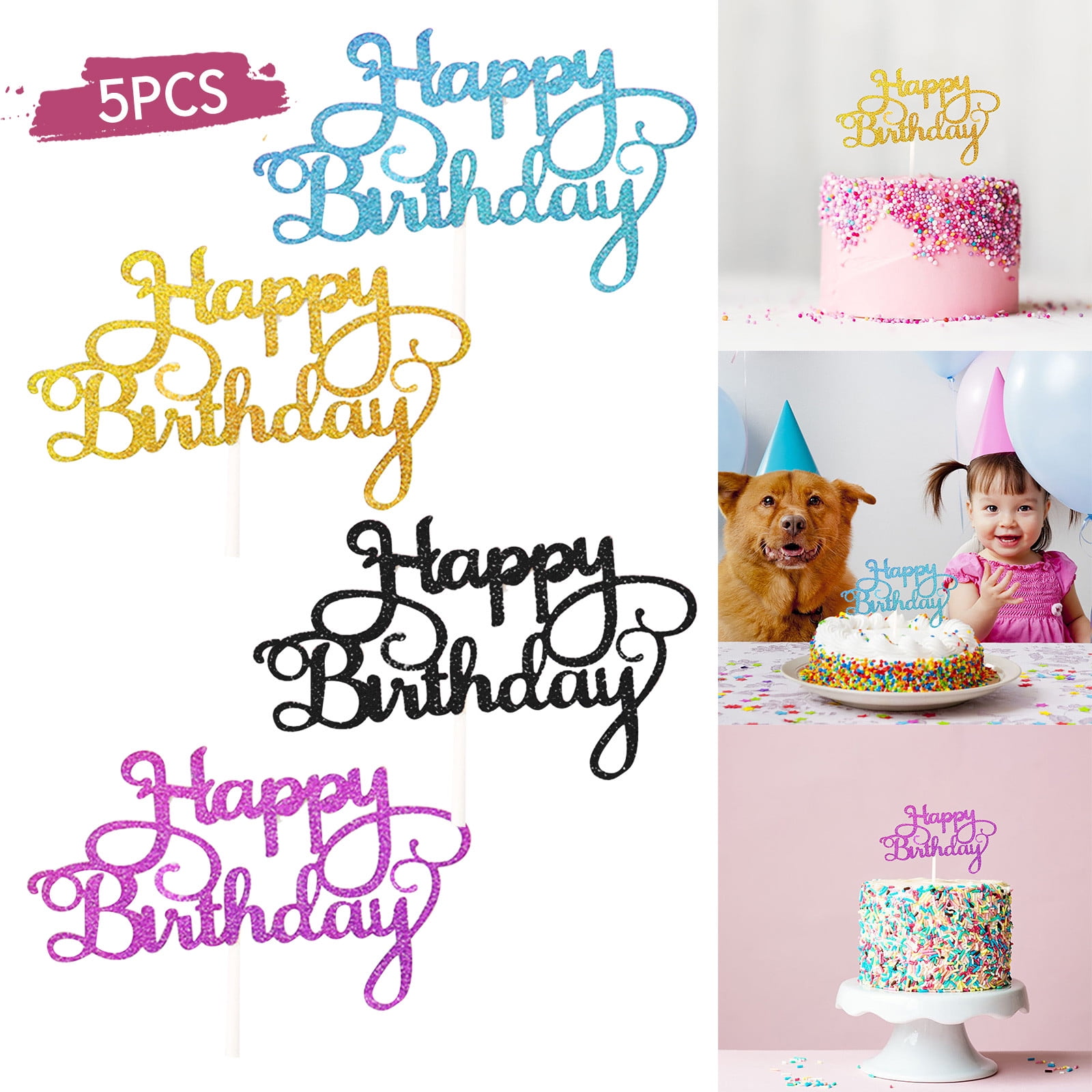 AaSFJEG Boho Table Ornaments Glitter Double Cake Custom Card Topper ...