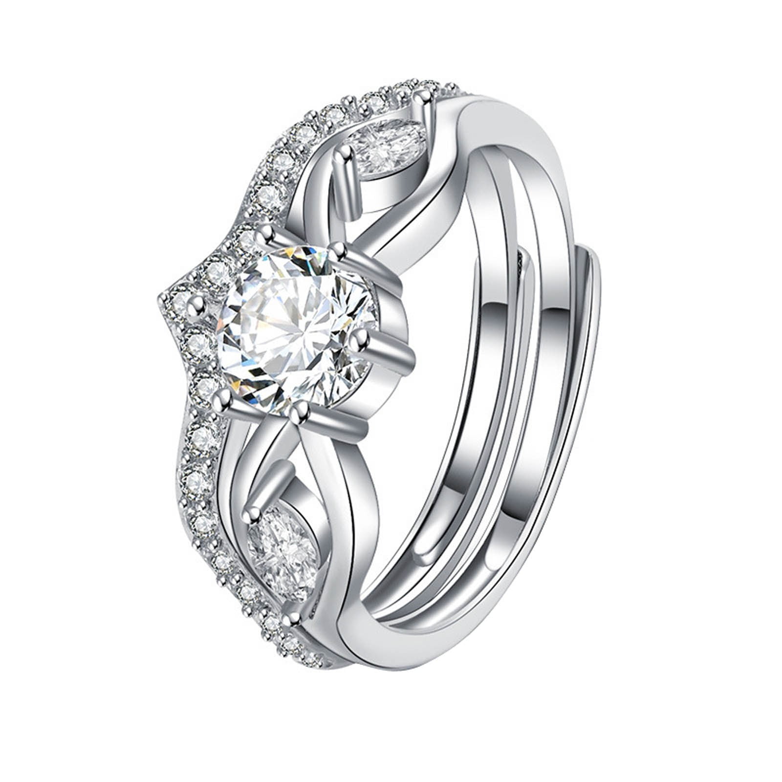 AaSFJEG Crown Monastic Discipline Female Opening Ring Finger Ring ...