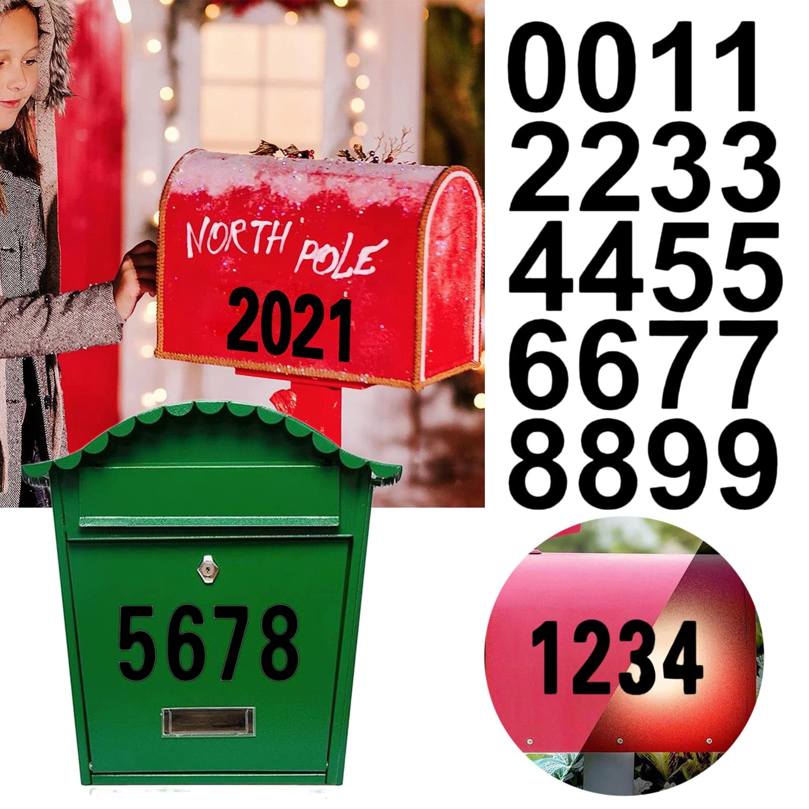 AaSFJEG Decor 2025 Home 1PC Black Reflective Mailbox Numbers Stickers ...