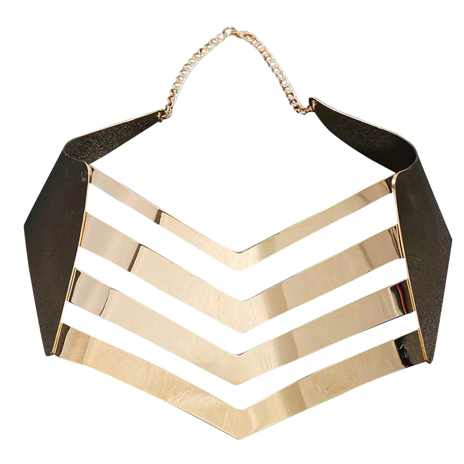 AaSFJEG Gold Metal Smooth Geometric Irregular Neck Ring Punk Style ...