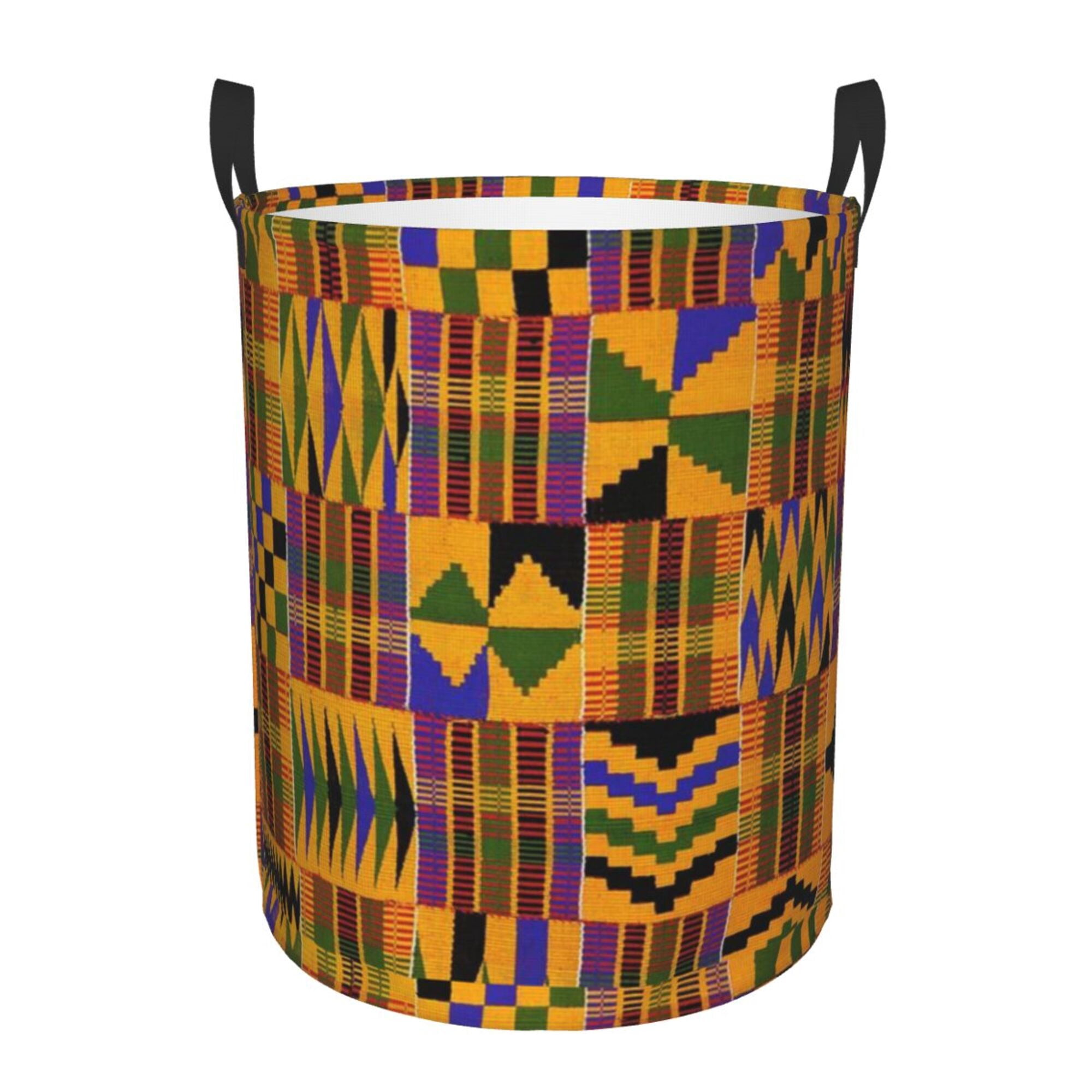 Aaa-Kente Cloth Weaving Print Circular Laundry Basket (With Handle ...