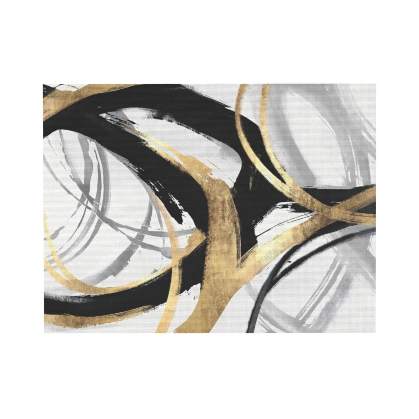 Aaekzj Gold Wall Decor Black Canvas Wall Art for Living Room Large Line ...