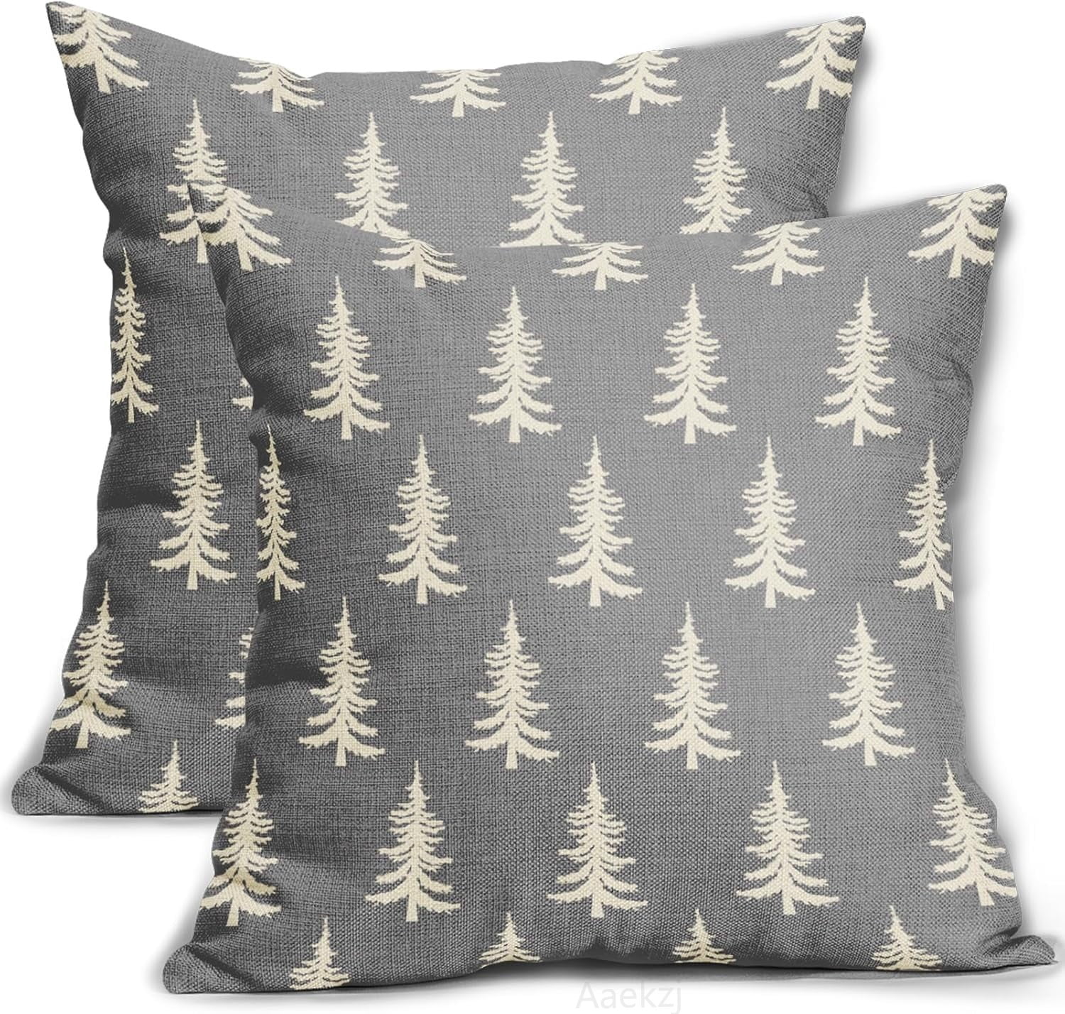 Aaekzj Grey Christmas Tree Pillow Covers 20x20 Set of 2 Red Xmas Rustic ...