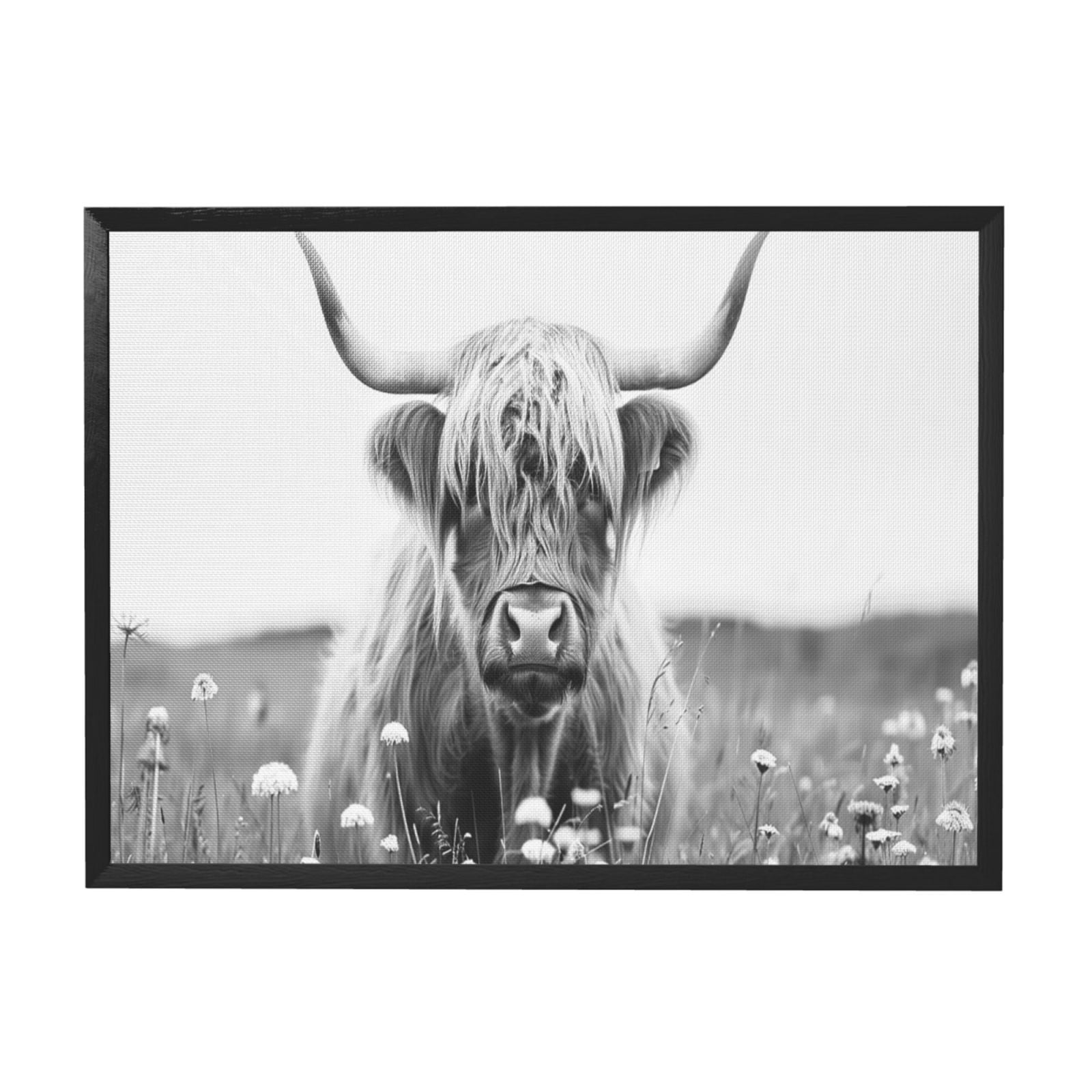 Aaekzj Highland Cow Wall Art for Living Room Black and White Canvas ...