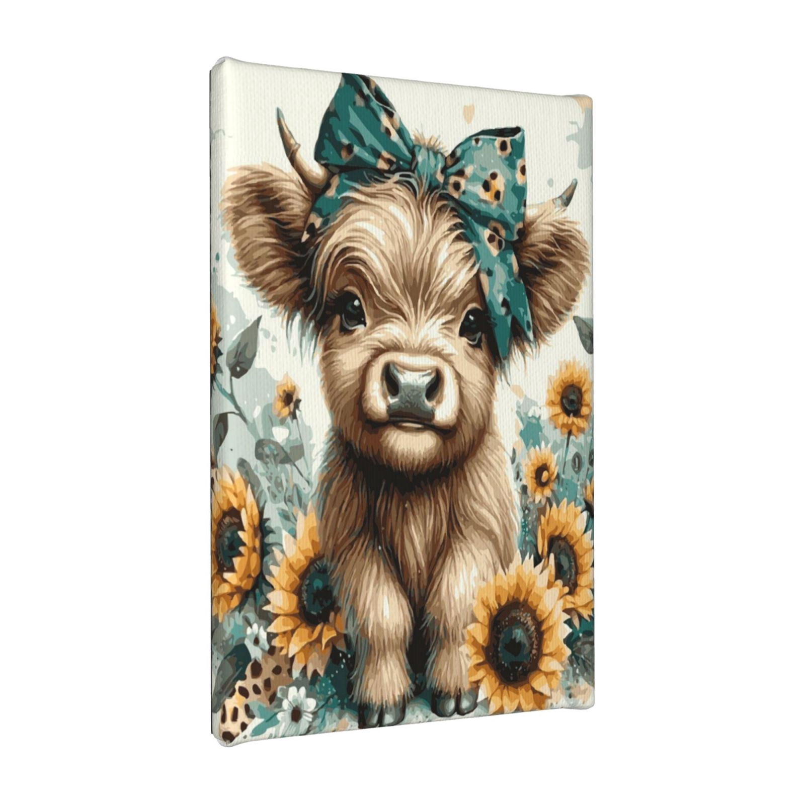 Aaekzj Teal Highland Cow Wall Art Canvas Print Pictures Farmhouse Wall ...