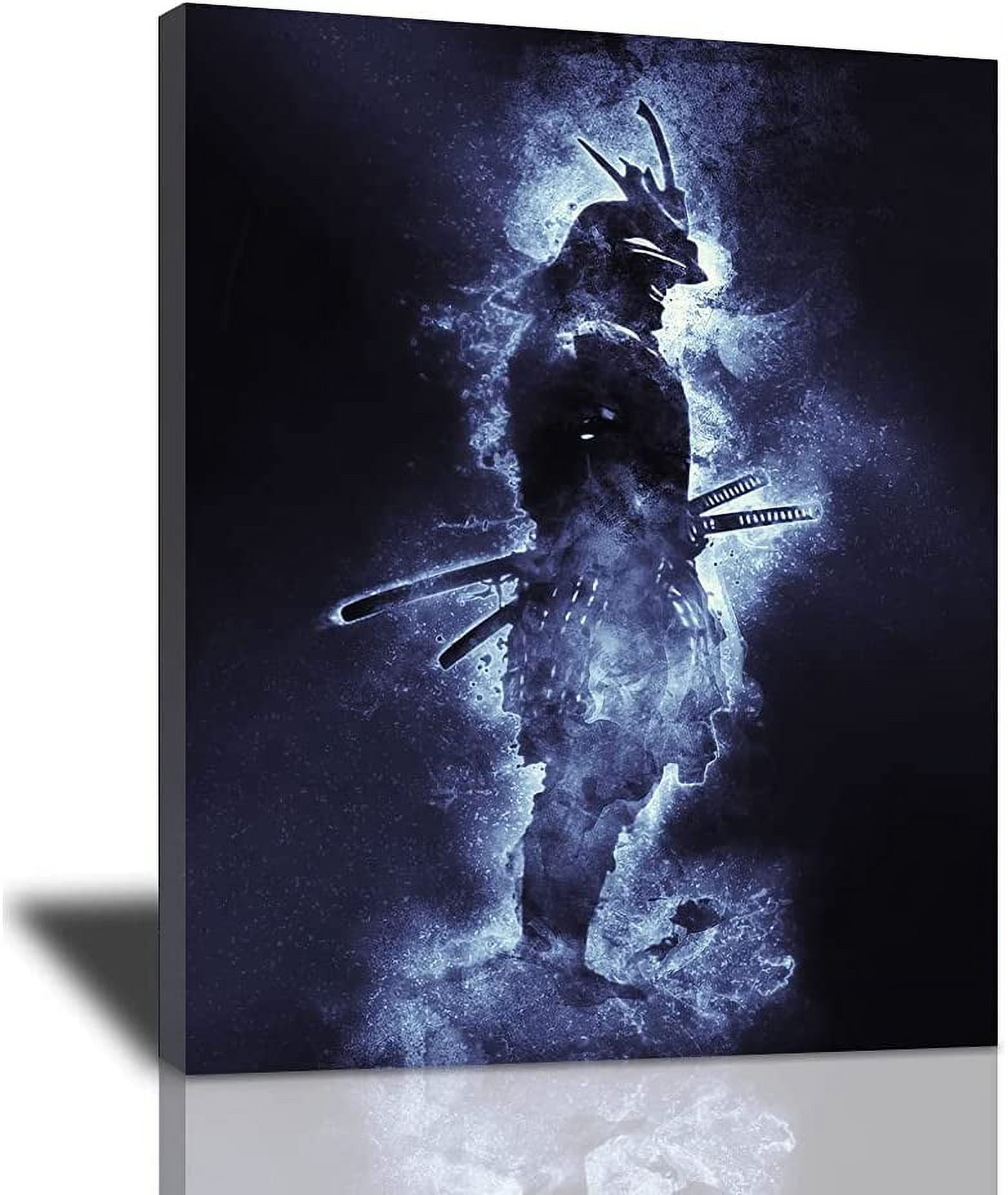 Aaheei Armored Samurai Canvas Wall Art Samurai Black and Blue ...