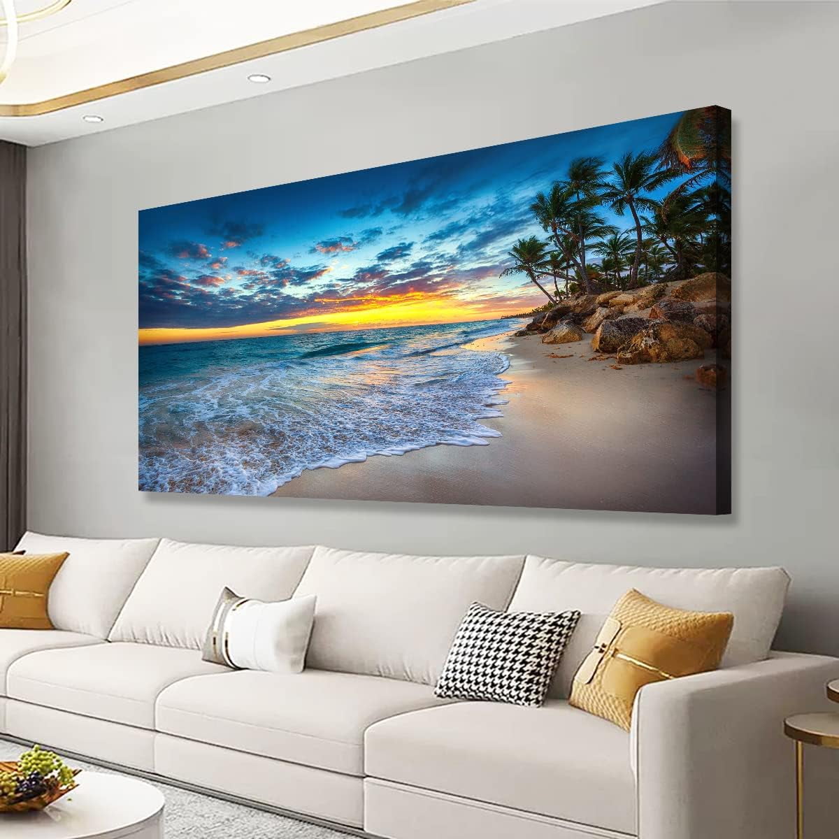 Aaheei Beach Sunset Pictures Canvas Wall Art For Living Room Bedroom ...
