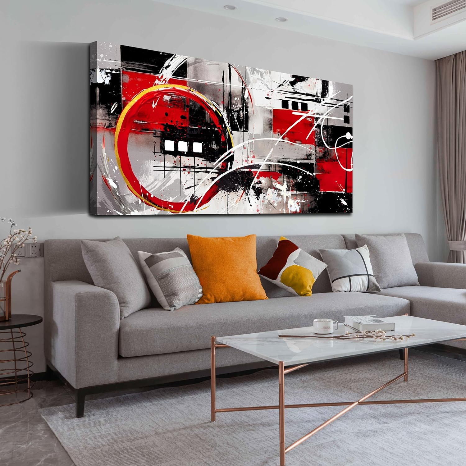Aaheei Black and Red Abstract Art - Abstract Wall Art for Living Room ...