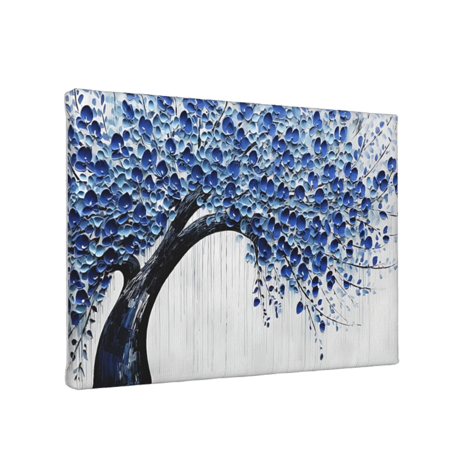 Aaheei – Blue Tree of Life Wall Art – Textured Floral Canvas Print ...